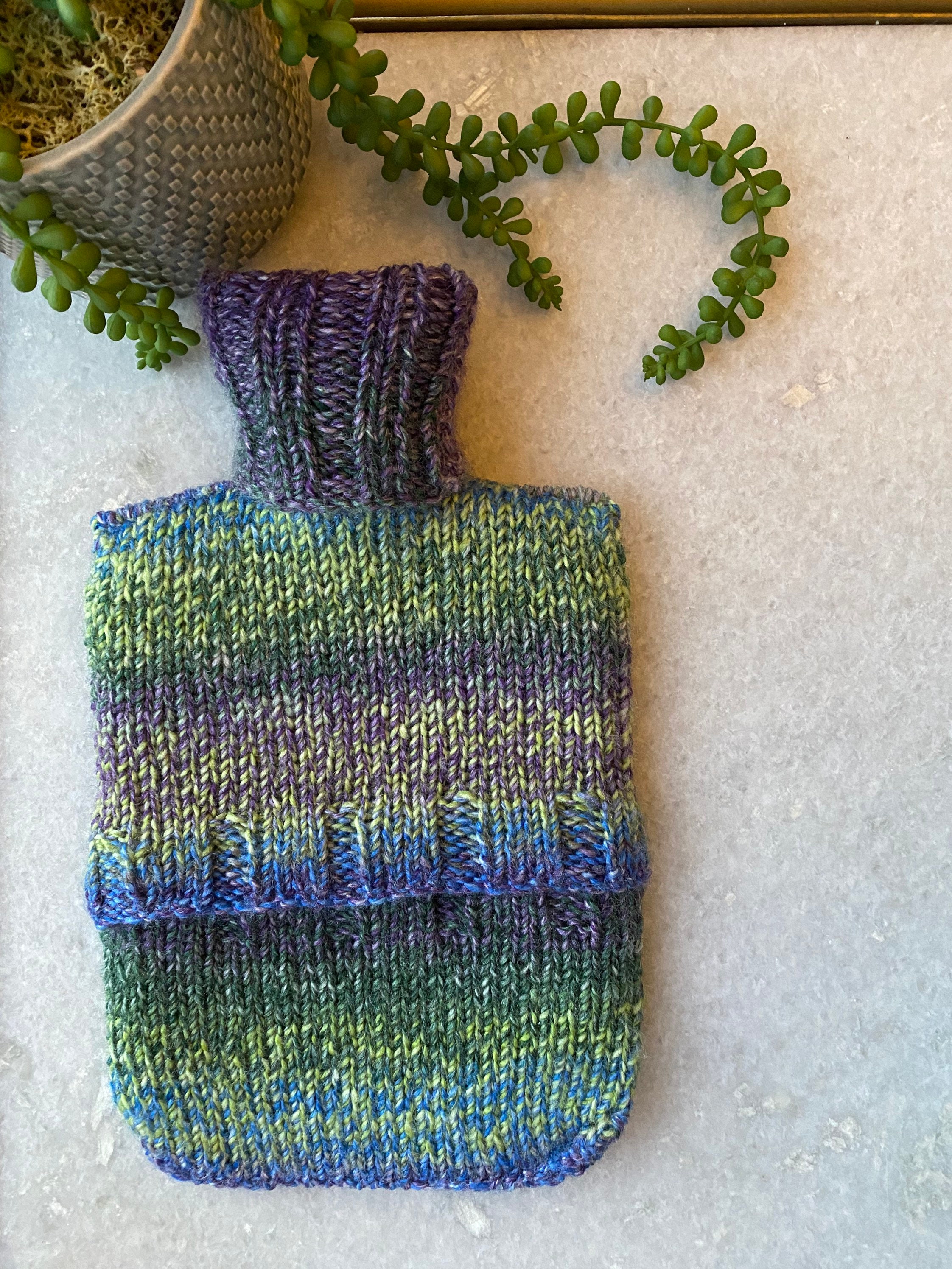Aurora - Stripe Hot Water Bottle Cover | Hand Knitted Hot Water Bottle ...