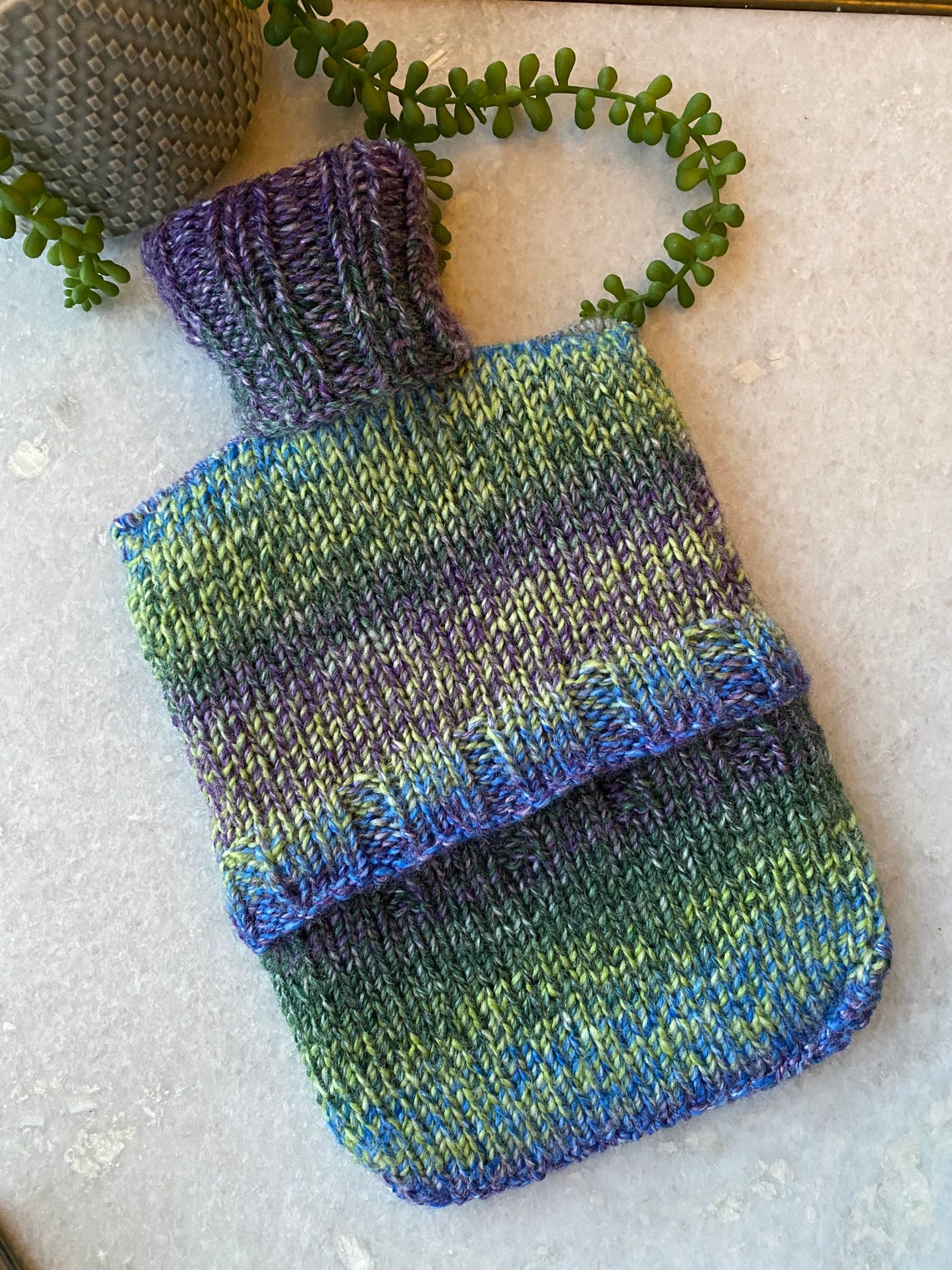 Aurora - Stripe Hot Water Bottle Cover | Hand Knitted Hot Water Bottle ...