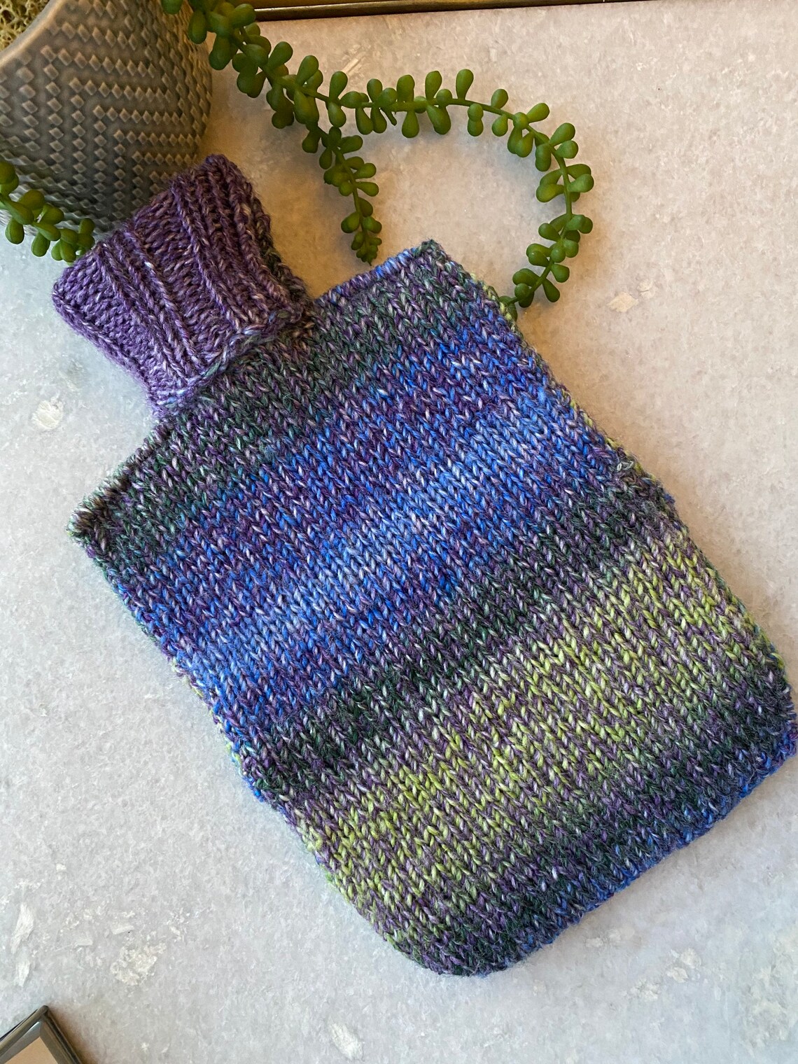 Aurora - Stripe Hot Water Bottle Cover | Hand Knitted Hot Water Bottle ...