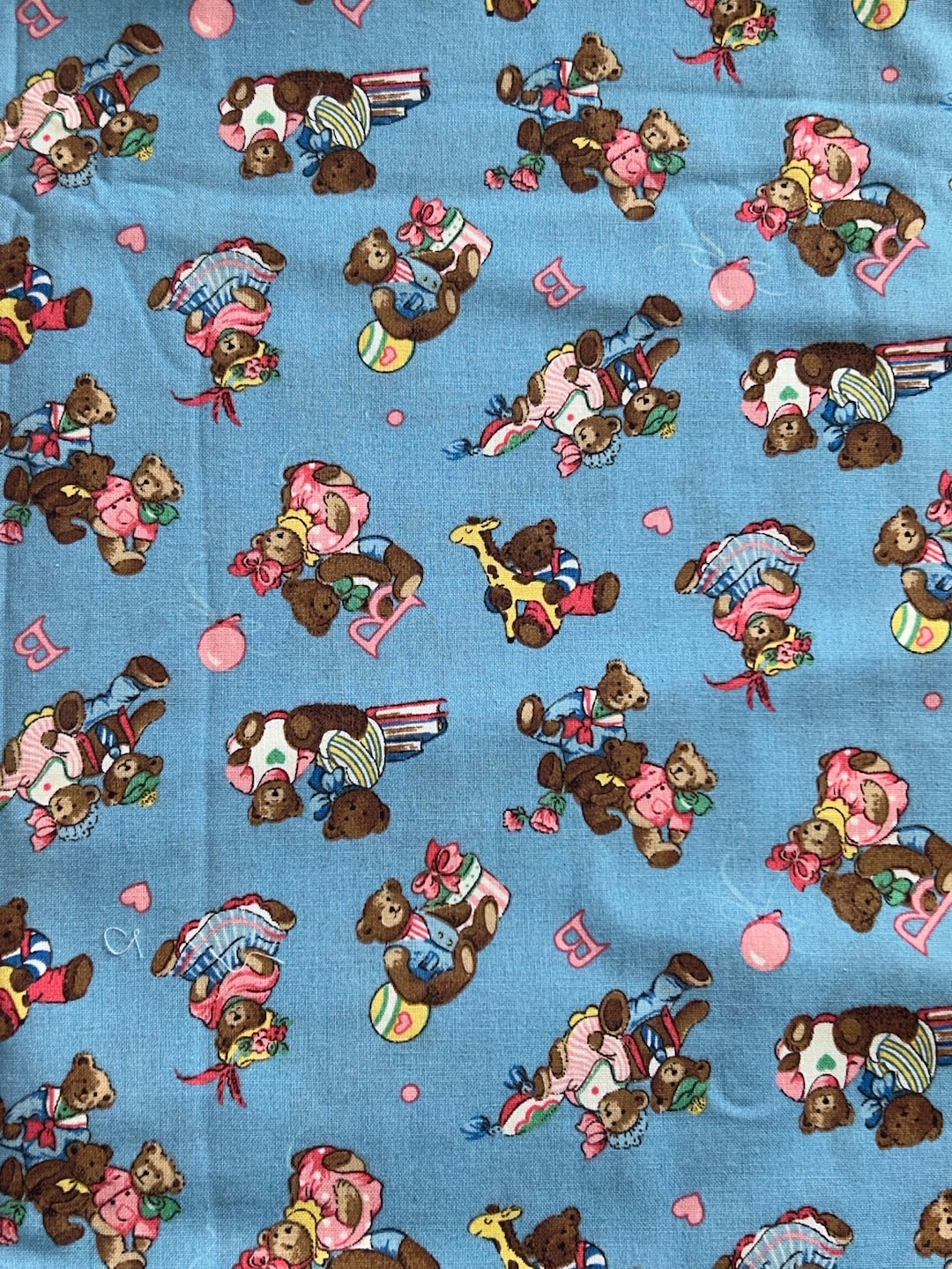 Vintage Teddy Bear Cotton Fabric - by the 1/4 Yard, 1/2 Yard ...