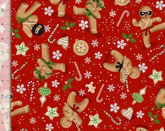 Gingerbread Fabric Christmas Gingerbread Cookies on Teal by Heleen Vd ...