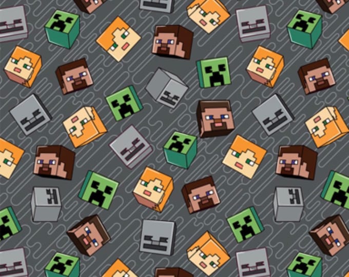 Minecraft Head Toss Cotton Fabric 1/4 Yard, 1/2 Yard, Continuous Cuts ...