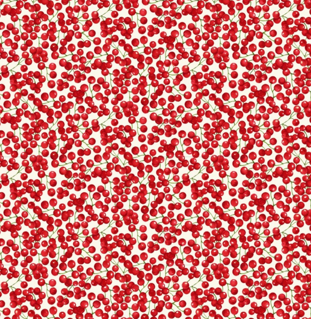 Winter Holly Berry Park Cotton Fabric- Continuous Cuts- A Year of Art ...