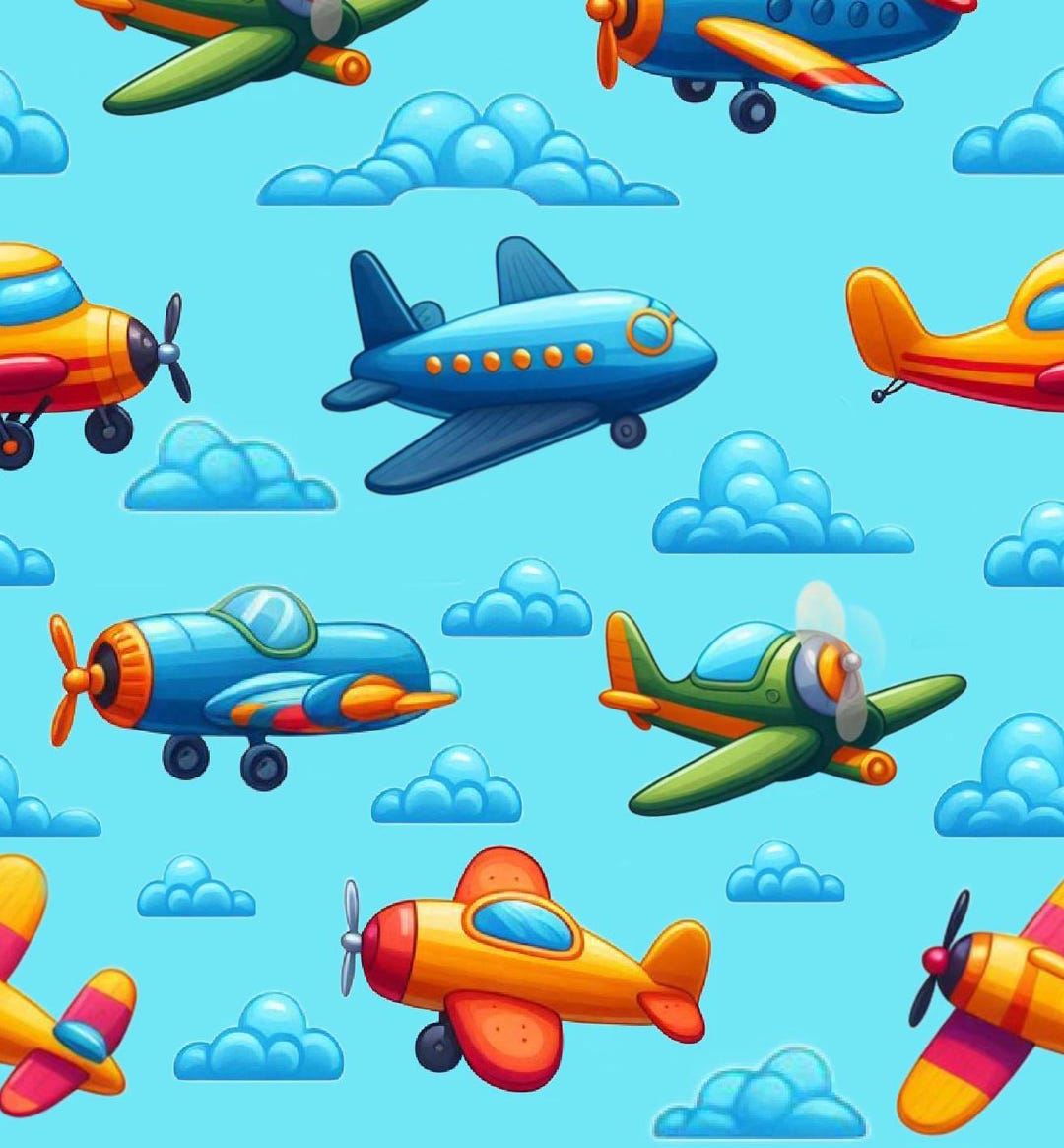 Blue Airplane Fabric - 100% Cotton - Sky - Plane - Flight - Boy ...