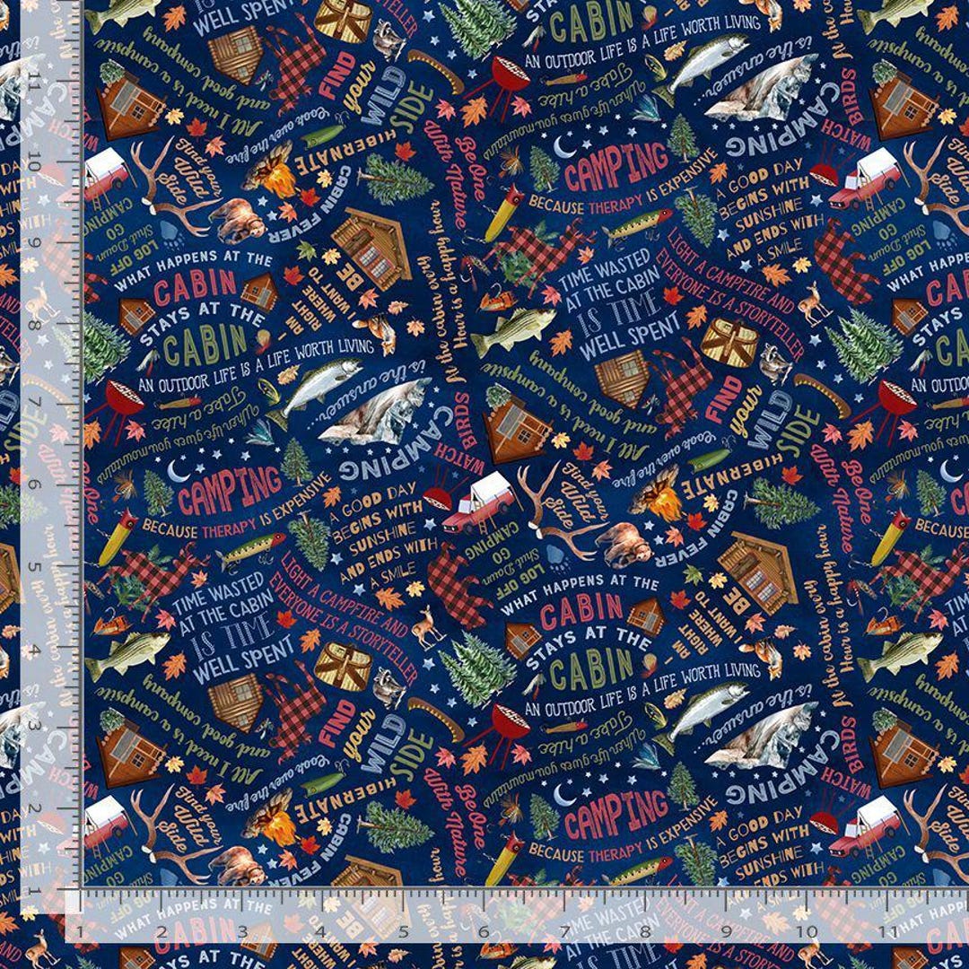 Campfire Wisdom Fabric 100% Cotton Fabric Tt-gail CD3481 Navy ...
