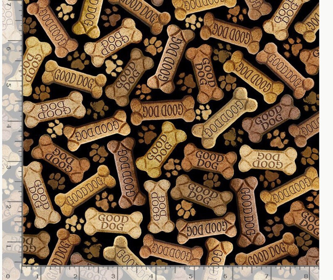 Tossed Bones on Black Cotton Fabric - Fat Quarters - by the 1/2 Yard ...