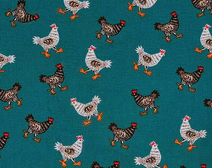 Patterned Chicken Fabric - 100% Cotton - by the Yard - Fat Quarters ...