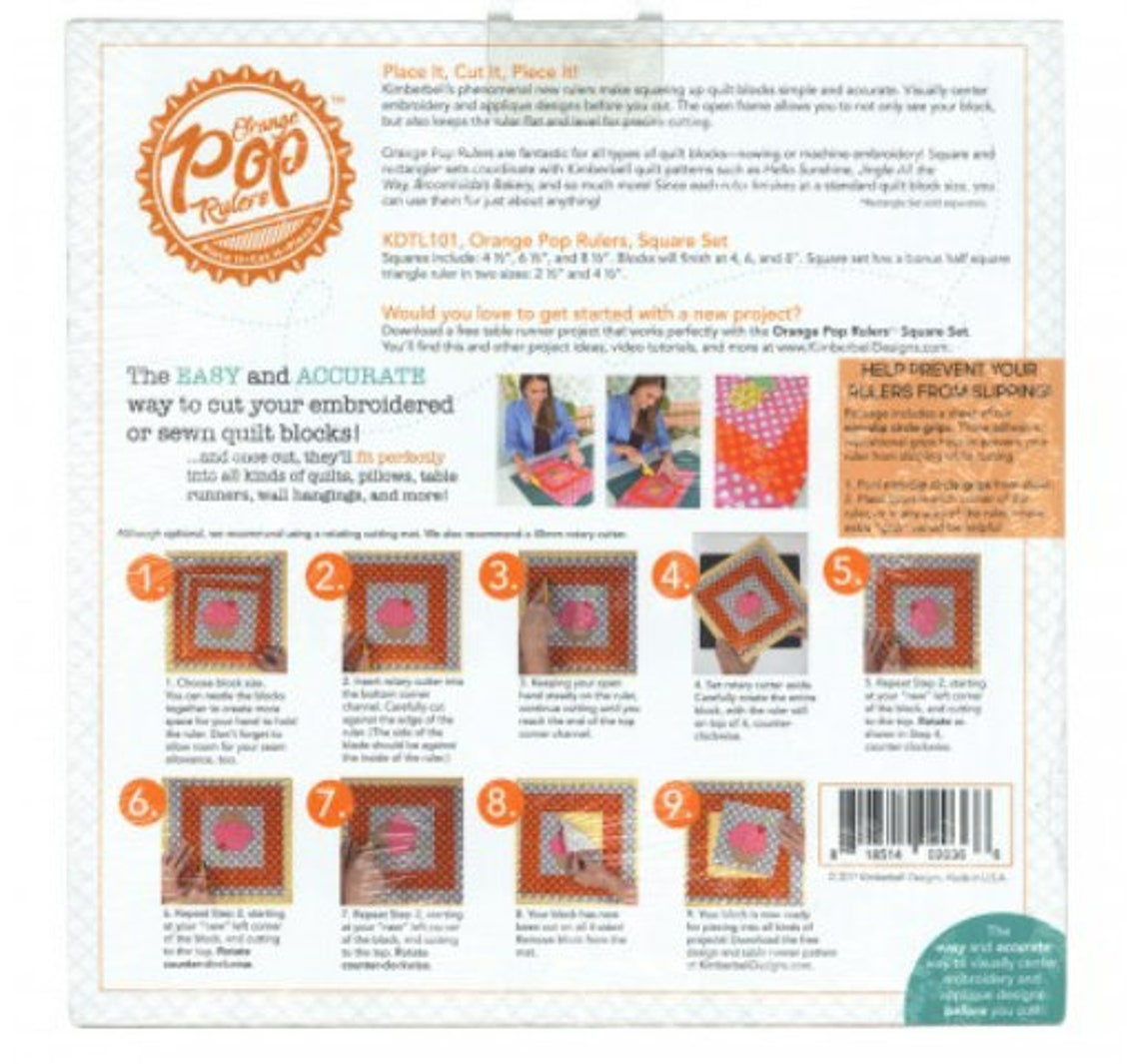 KDTL101 Orange Pop Rulers Kimberbell Square Rulers - Etsy