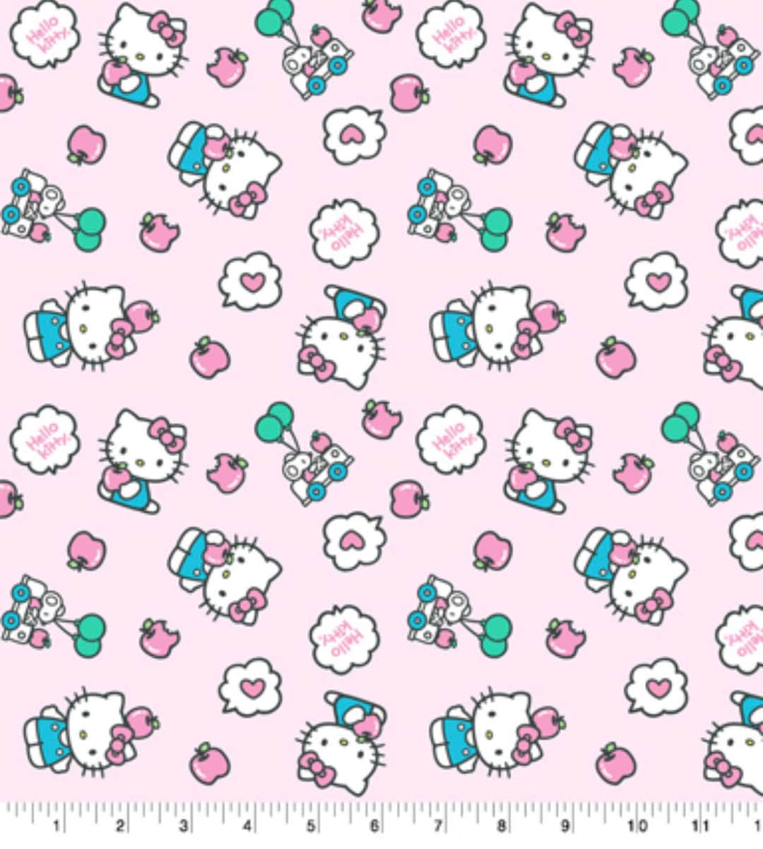Hello Kitty Apple Pack Cotton Fabric - 1/4 Yard, 1/2 Yard, - Fat ...
