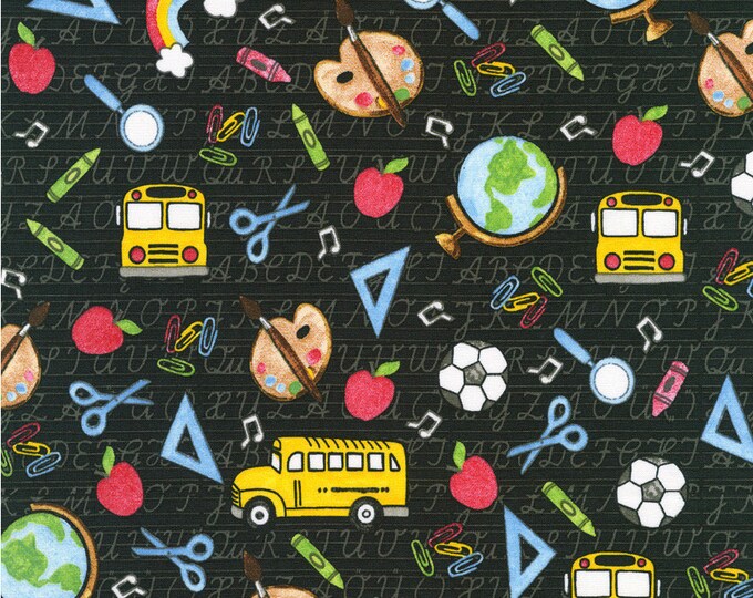 School Bus Robert Kaufman Back to School Novelty Cotton Fabric - 1/4 ...
