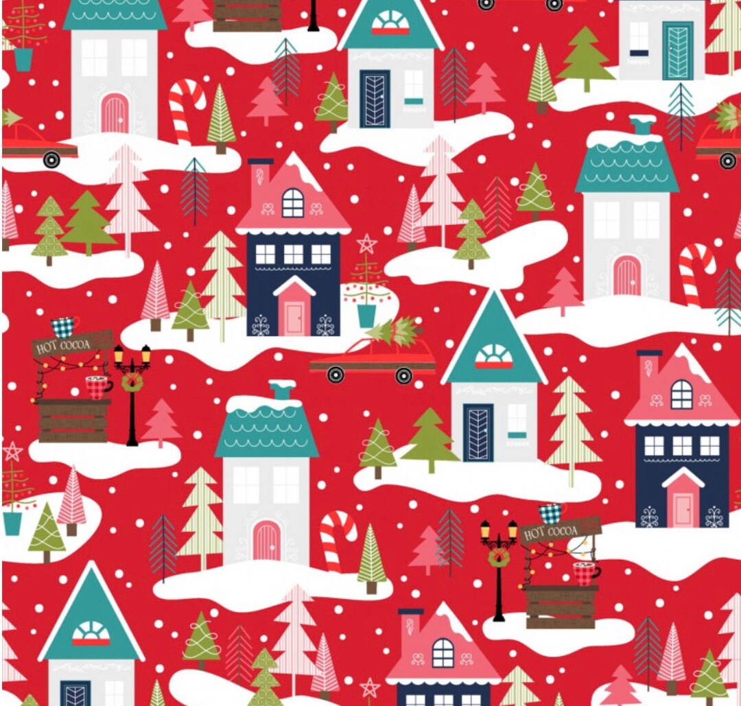 Cup of Cheer Kimberbell Red Christmas Cotton Fabric - Cut to Size - 1/4 ...