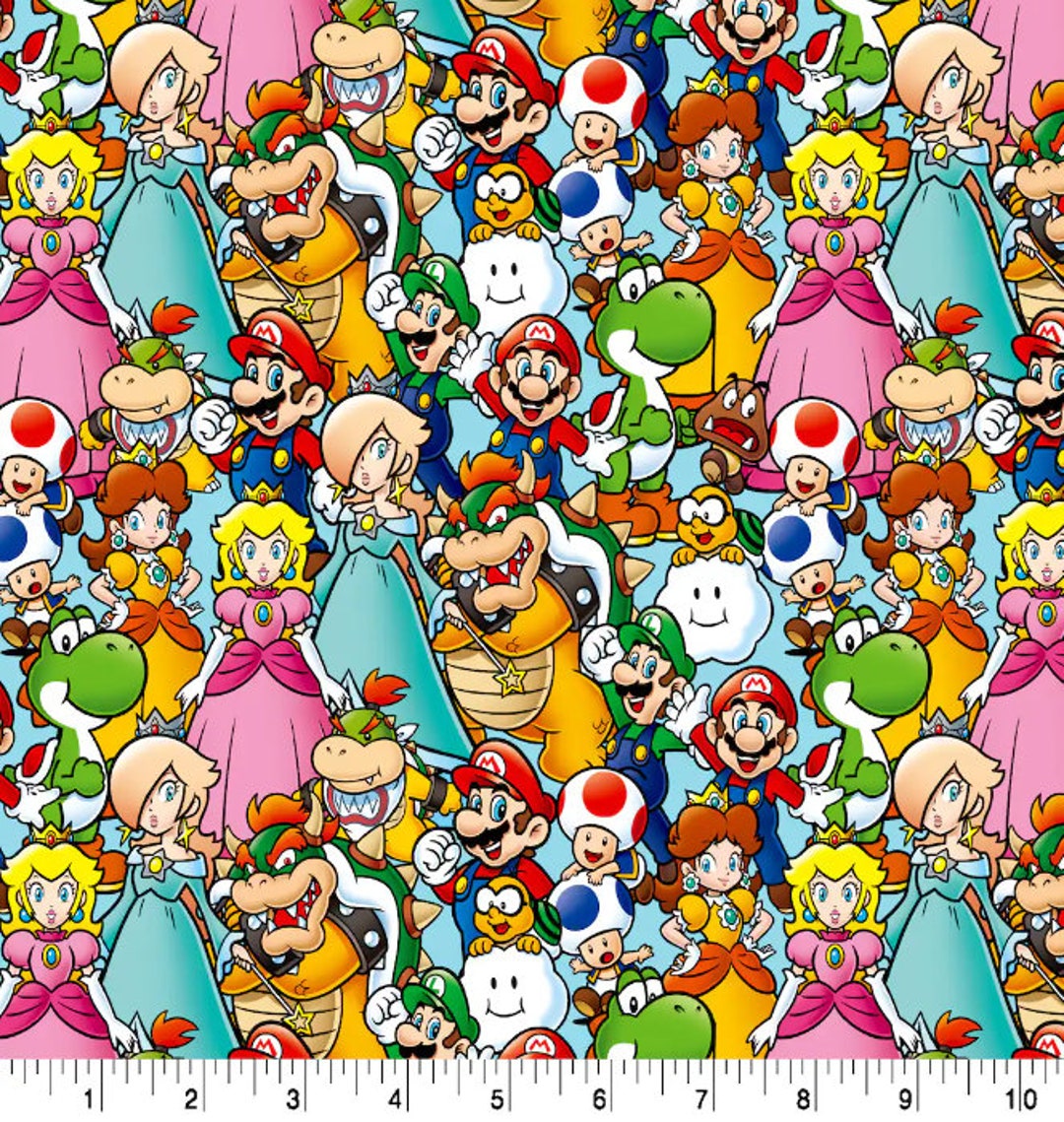 Nintendo Packed Cotton Fabric - 100% Cotton - Super Nintendo - Mario ...