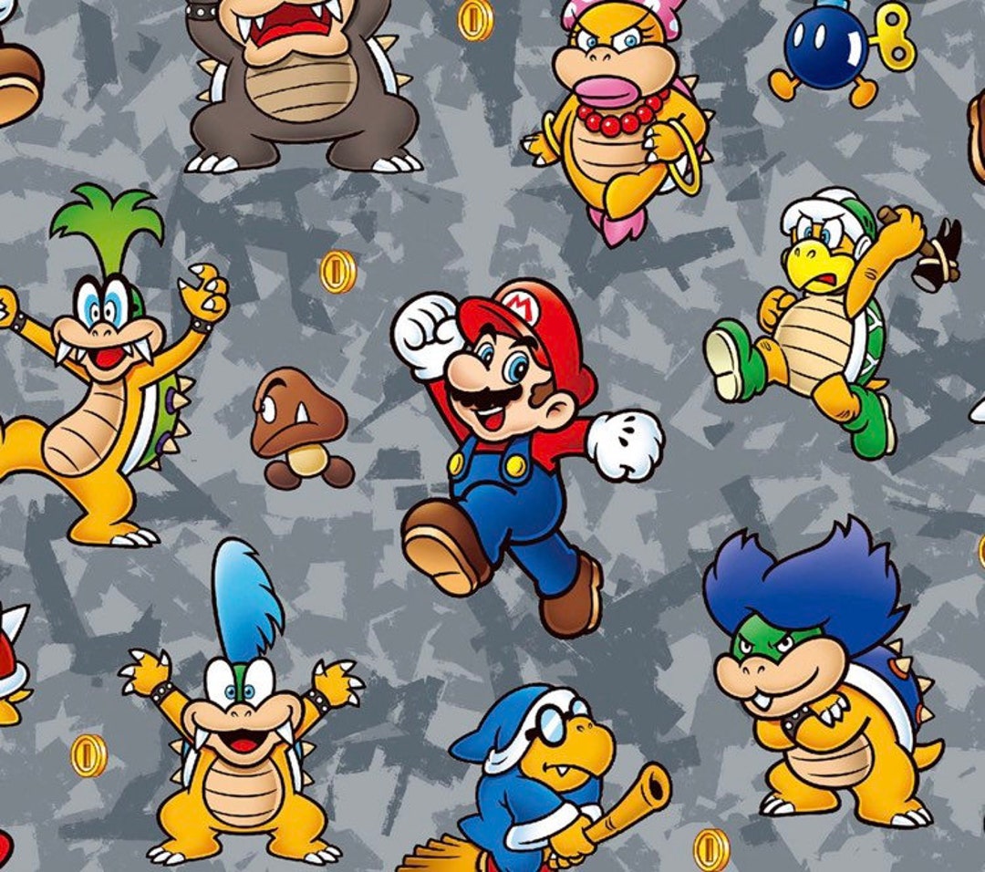 NINTENDO Fabric 73460 A620715 MARIO - 100% Cotton - Mario Characters on ...
