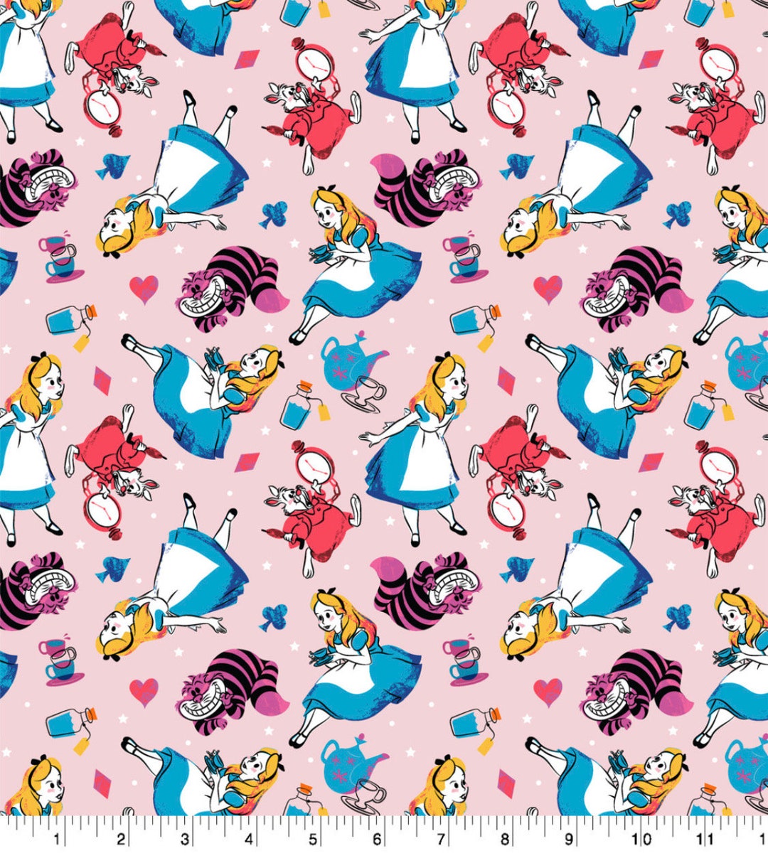 Alice in Wonderland - Cotton Fabric- 1/4 Yard, 1/2 Yard- Fat Quarter ...