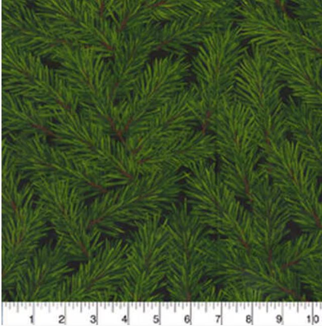 Fabric Traditions - Green Tree Branches Christmas Cotton Fabric Cotton ...