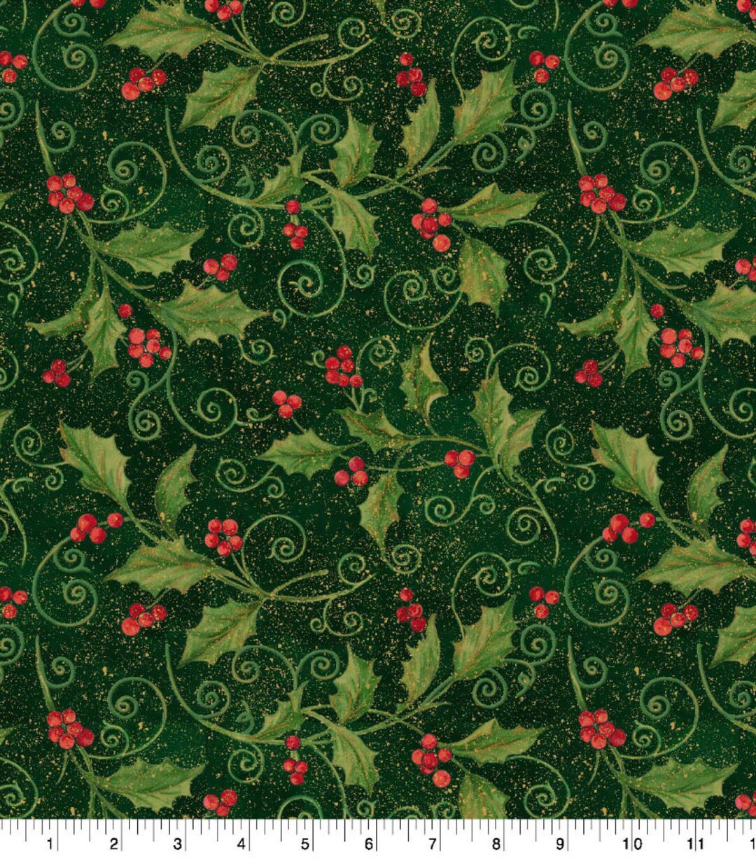 Springs Creative Holly Vine Scroll Cotton Fabric Continuous Cuts Cotton ...