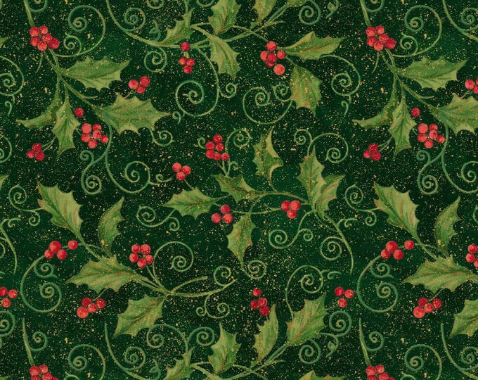 Springs Creative Holly Vine Scroll Cotton Fabric- Continuous Cuts ...