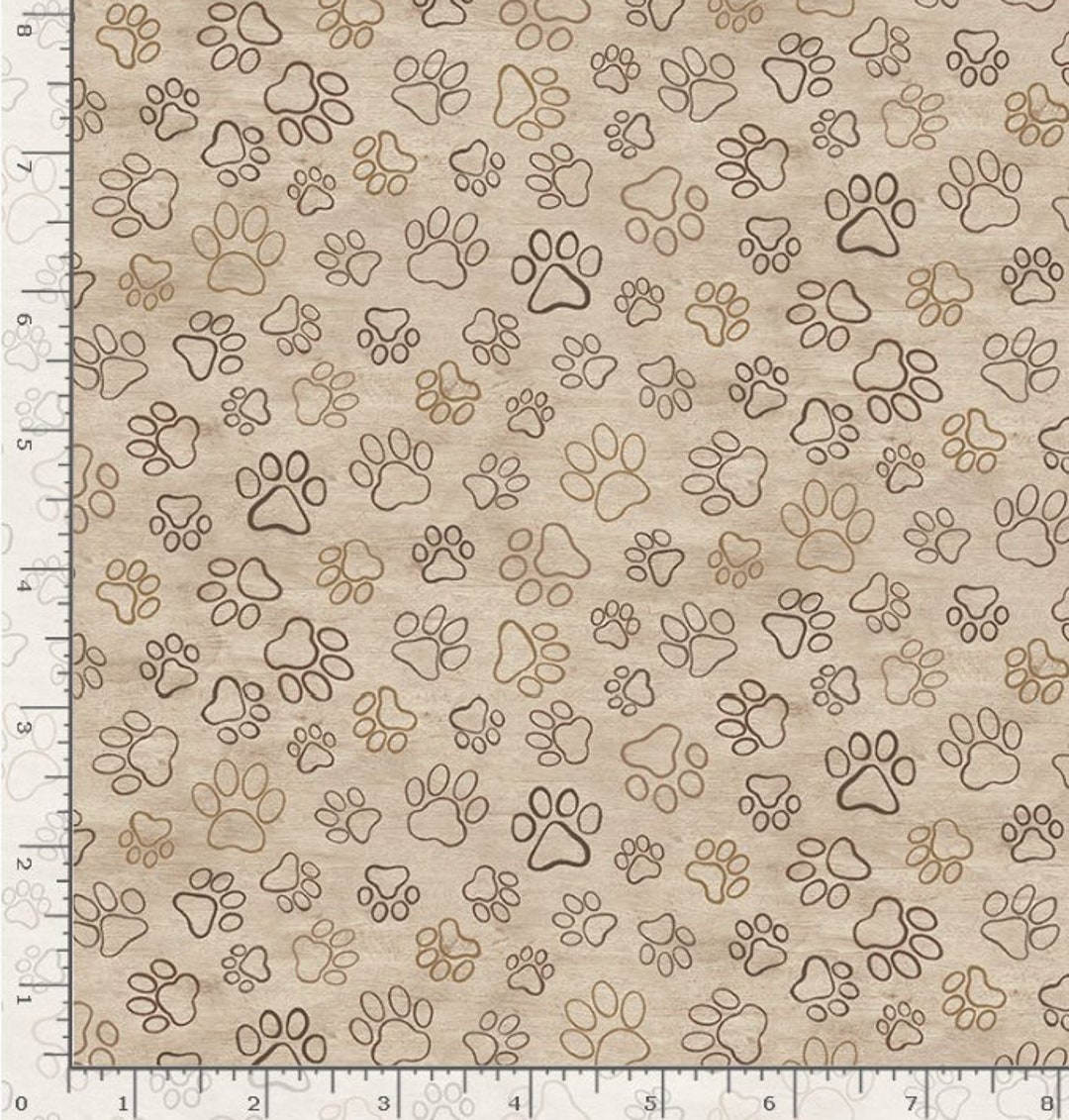Natural Paw Prints Cotton Fabric 100% Cotton - Continuous Cuts Tt-dog ...