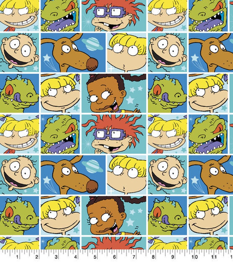 Rugrats Grid Block Cotton Fabric - Cotton Fabric- 1/4 Yard, 1/2 Yard ...