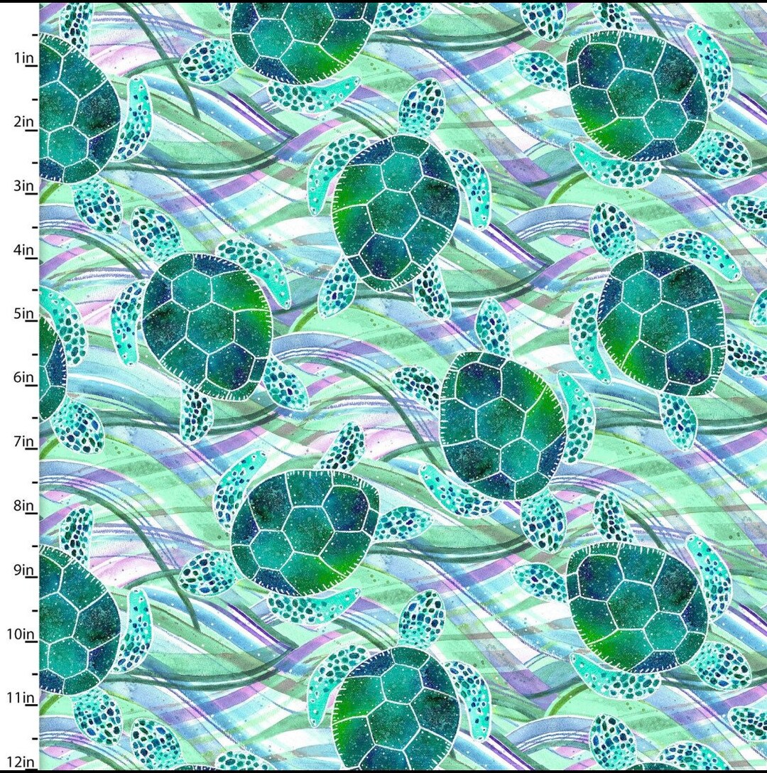 Seas the Day Sea Turtles Cotton Fabric Fat Quarters, by the 1/4 or 1/2 ...