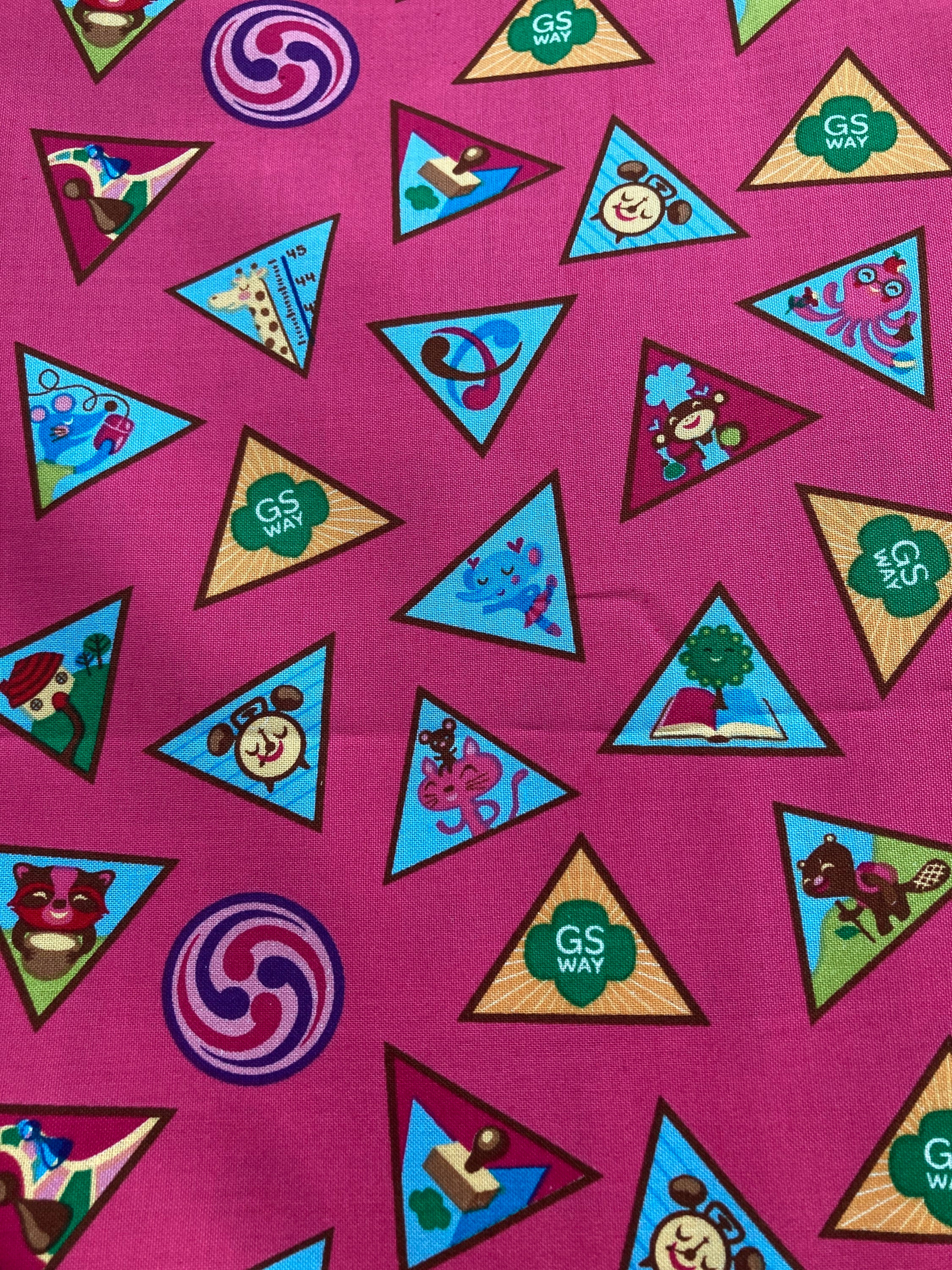 4-H Girl Scout on Pink Cotton Fabric Fabric 100% Cotton Fat Quarter 1/4 ...