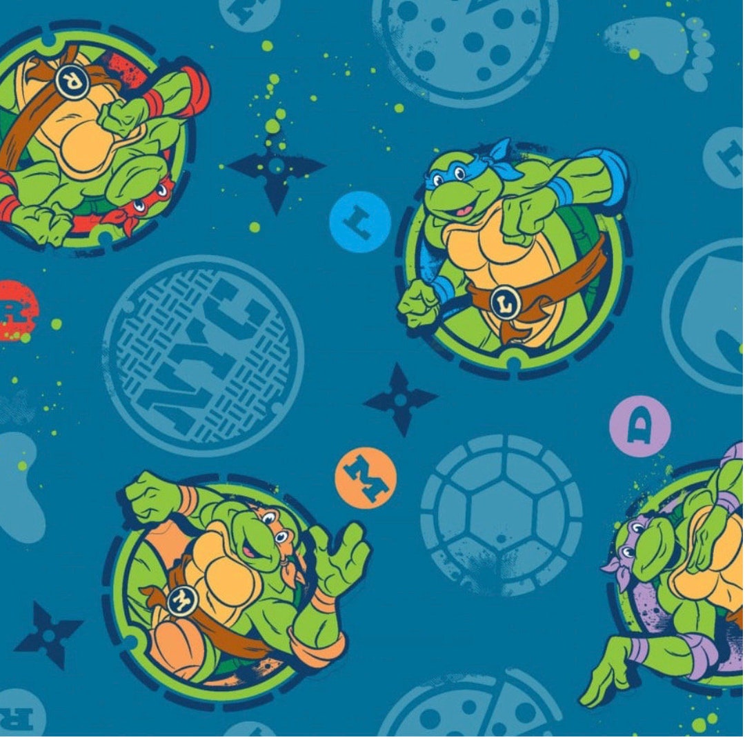 TMNT Badges Cotton Fabric- by The1/4 Yard, 1/2 Yard, Fat Quarters - 100 ...