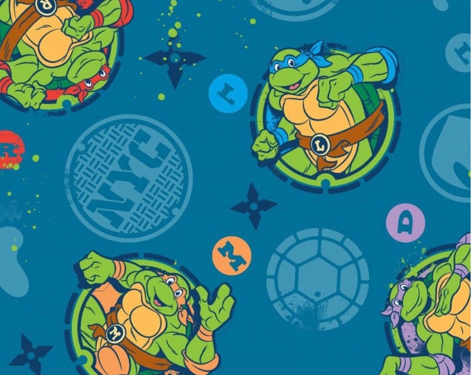 End of Bolt - TMNT Badges Cotton Fabric- 100% Cotton- Teenage Mutant ...