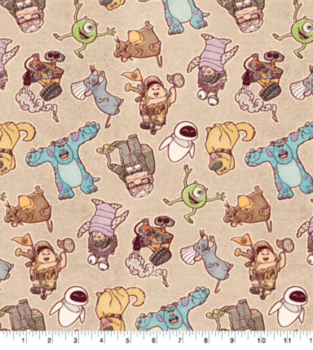 Pixar Char Pack Characters Cotton Fabric - by the 1/4 Yard, 1/2 Yard ...
