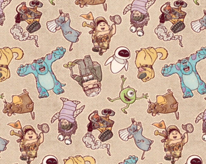 Pixar Char Pack Characters Cotton Fabric - by the 1/4 Yard, 1/2 Yard ...