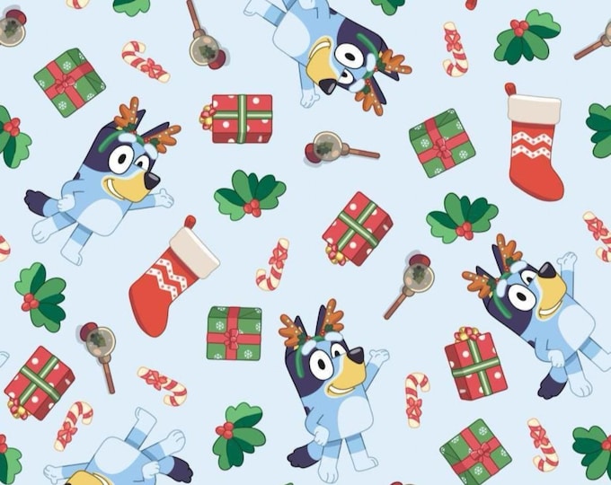 End of Bolt - Christmas Character Cotton Fabric Remnant - 100% Cotton ...