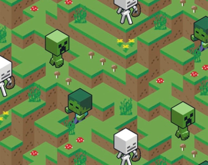 Minecraft Maze Cotton Fabric- 1/4 Yard, 1/2 Yard, Continuous Cuts- Fat ...