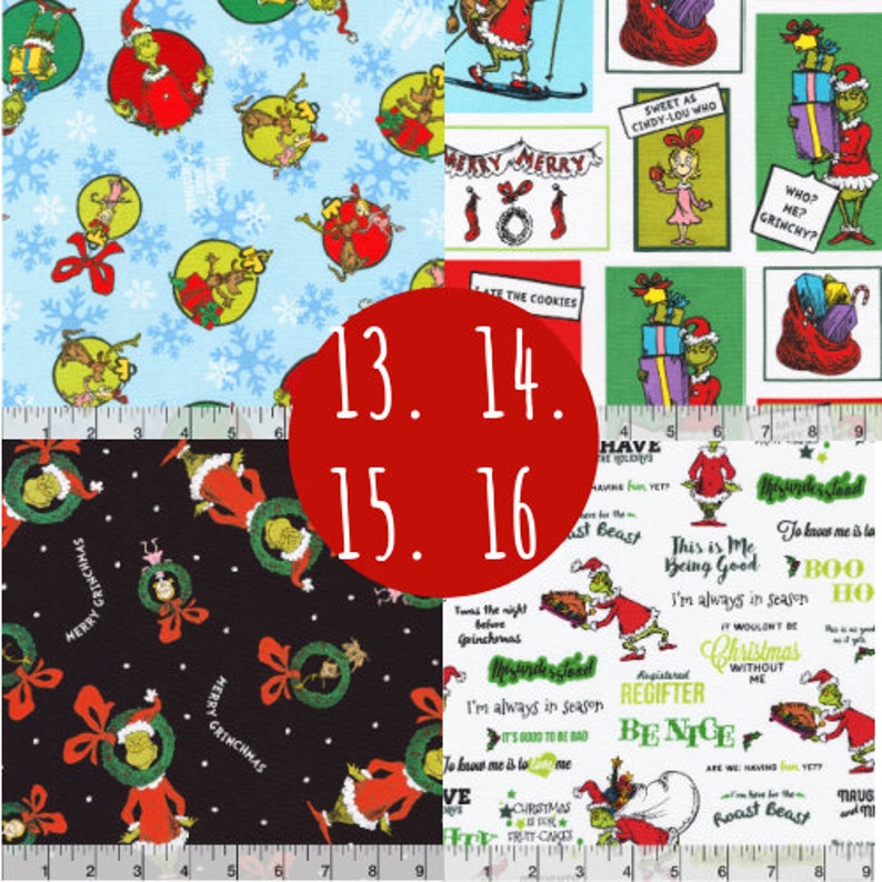 The Grinch Christmas Character Fabric- 1/4 Yard, 1/2 Yard, Fat Quarter ...