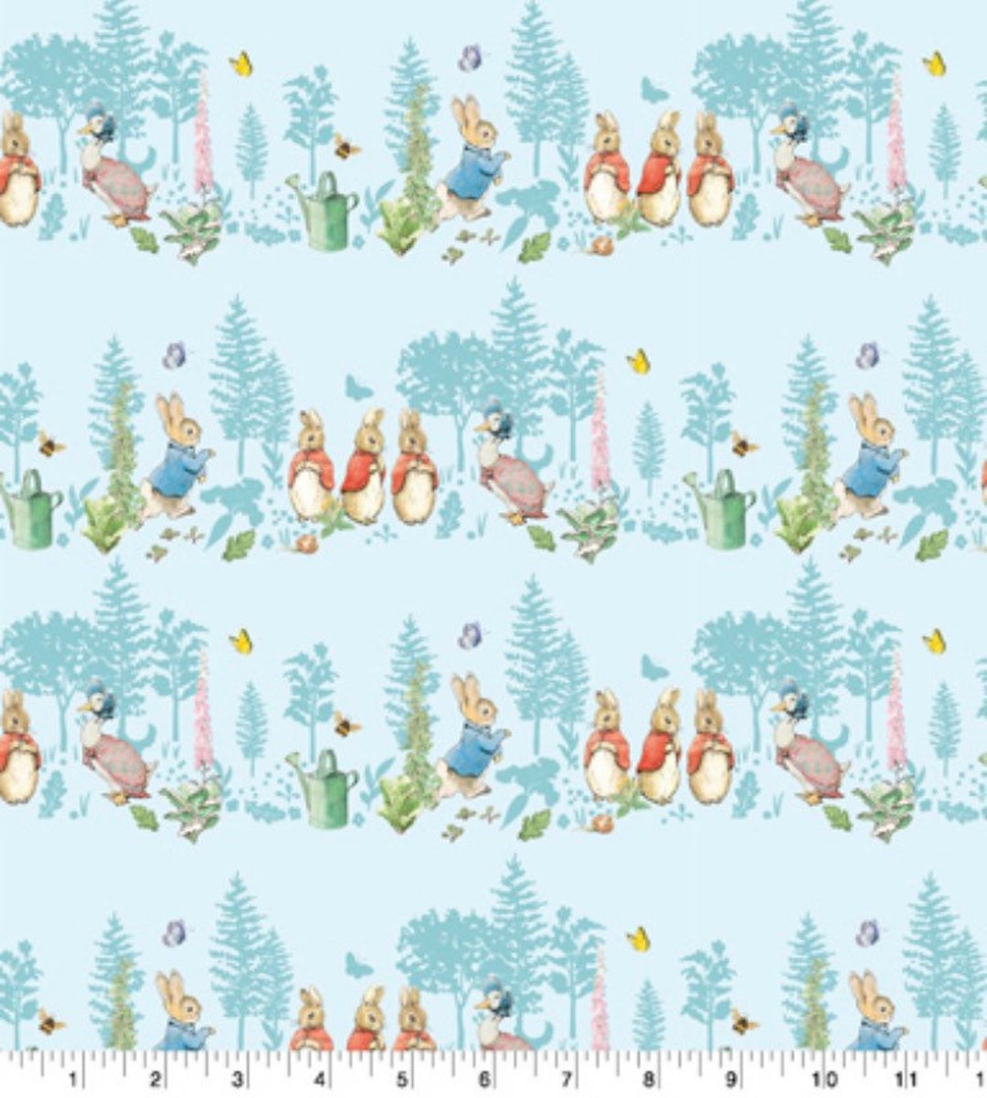 Peter Rabbit Garden Scenic Cotton Fabric by the 1/4 Yard, 1/2 Yard ...