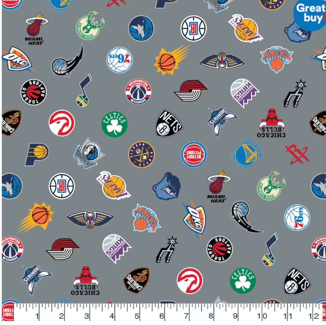 NBA Basketball Teams Logo Fabric - 100% Cotton - Continuous Cuts - Fast ...