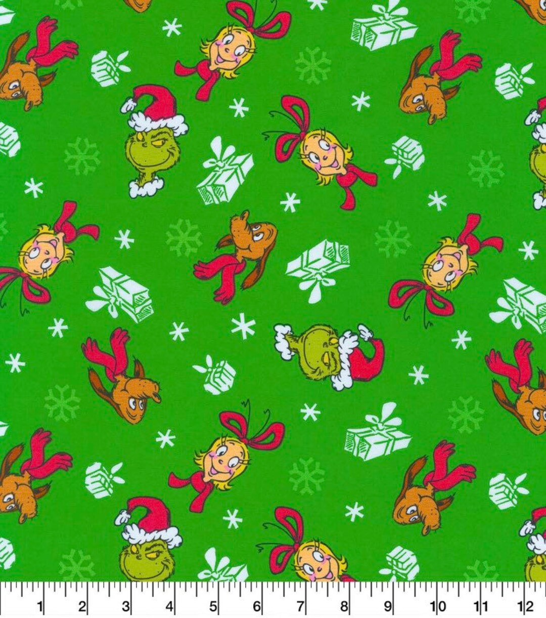 Grinch Christmas Character Fabric- by the 1/4 Yard, 1/2 Yard,- Fat ...