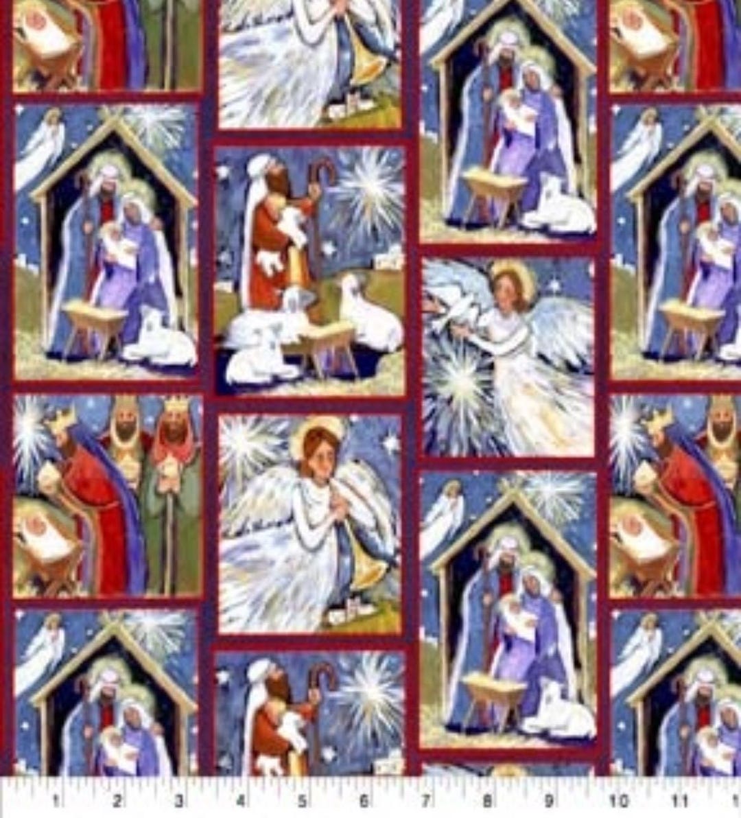 Christmas Nativity Cotton Fabric- Fat Quarters - 100% Cotton ...