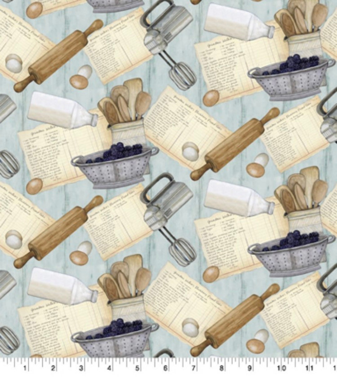Blackberry Recipe Cotton Fabric -fabric by the 1/4 or 1/2 Yard & Fat ...