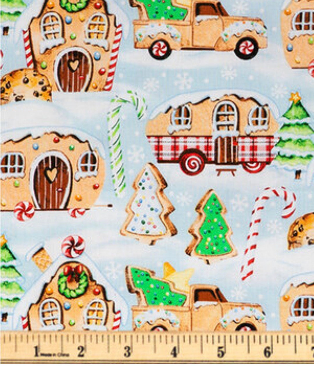 Gingerbread Trucks Cotton Fabric-fat Quarters - by the 1/2 Yard- 100% ...