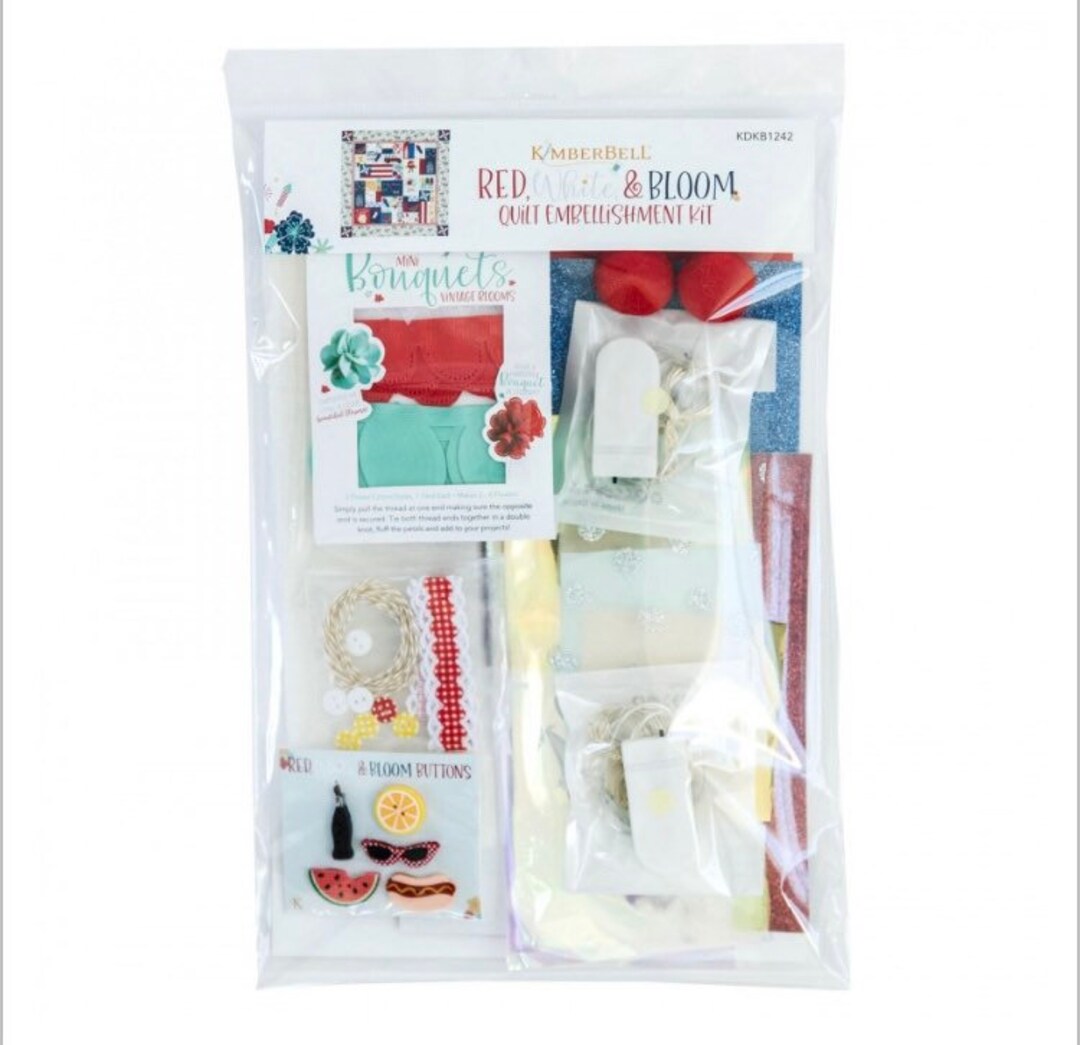 KIDKB1242 Red, White & Bloom Embellishment Kit-designers: Kim ...