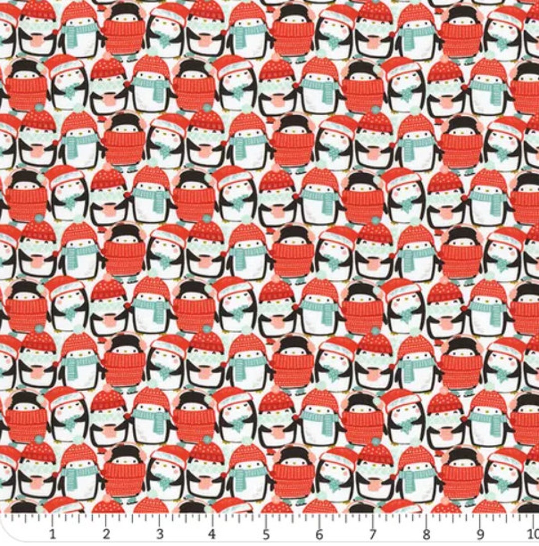 Merry Penguins Multip Packed Penguins Cotton Fabric - Camelot Fabrics ...