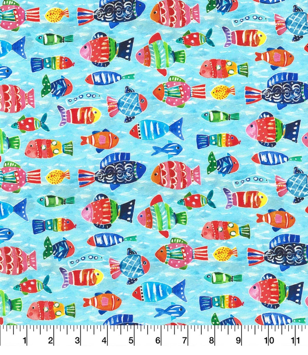 Tropical Fish Cotton Fabric Continuous Cuts Cotton Fabric by the 1/2 ...