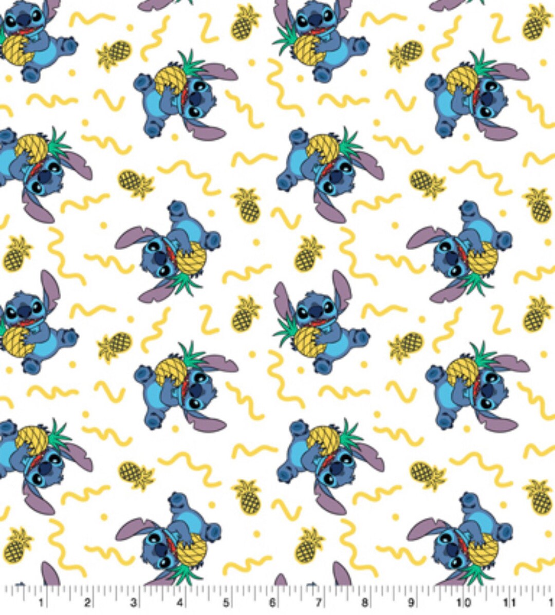 LILO and Stitch Pineapple Scribble Cotton Fabric- 1/4 Yard, 1/2 Yard ...