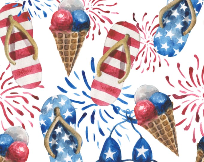 Fireworks Fabric America Watercolor Fireworks by Littlearrowdesign July ...
