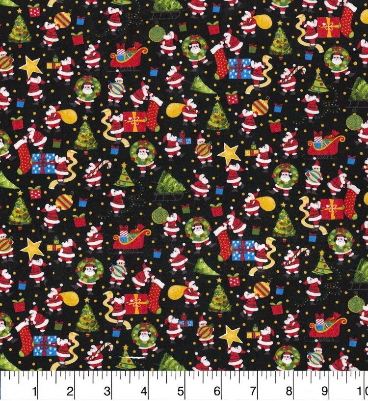 Christmas Mini Santa Holiday Fabric Fat Quarter by the - Etsy