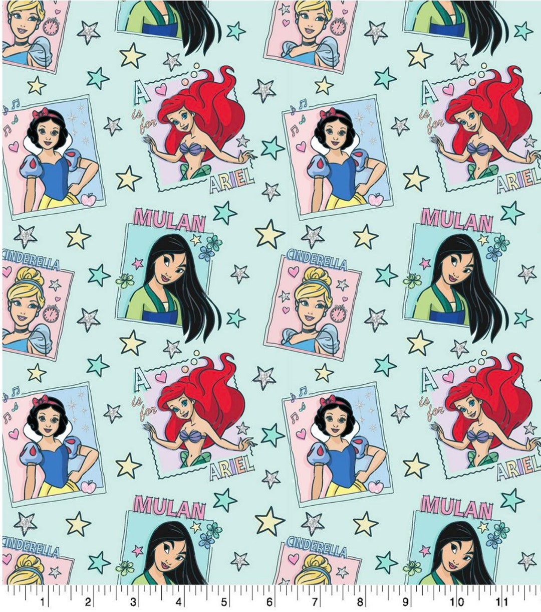Disney Princess Stamp Badges Fat Quarters- 100% Cotton - - Etsy
