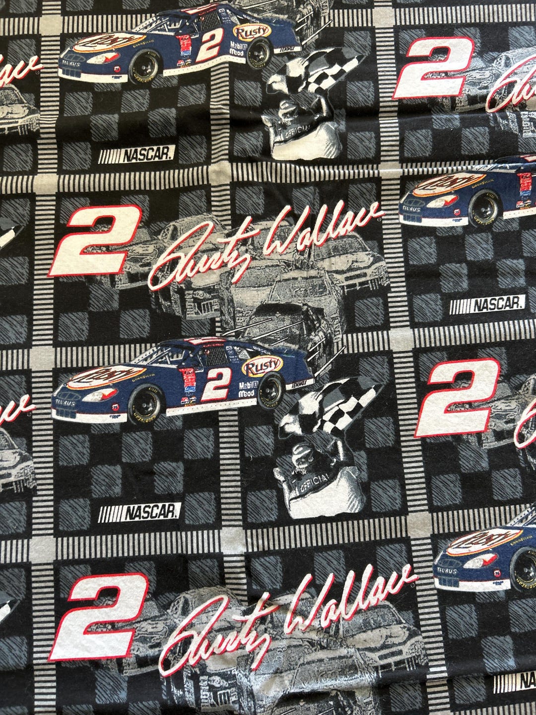 Vintage NASCAR Cotton Fabric - 100% Cotton- Material- by the 1/2 Yard ...