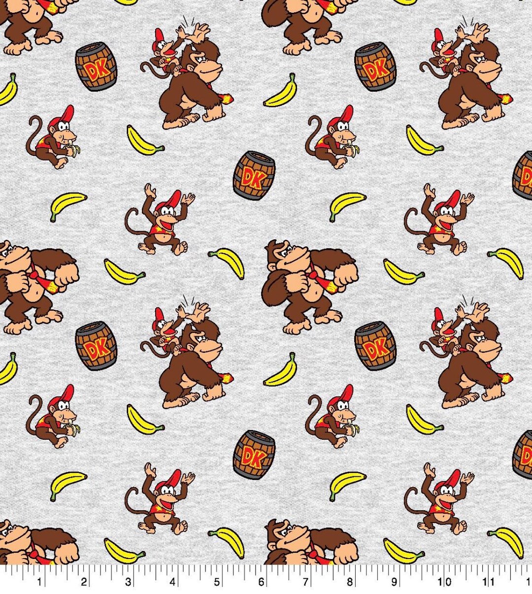 Donkey Kong Cotton Fabric 100% Cotton Fabric- Mario- Nintendo Fabric ...