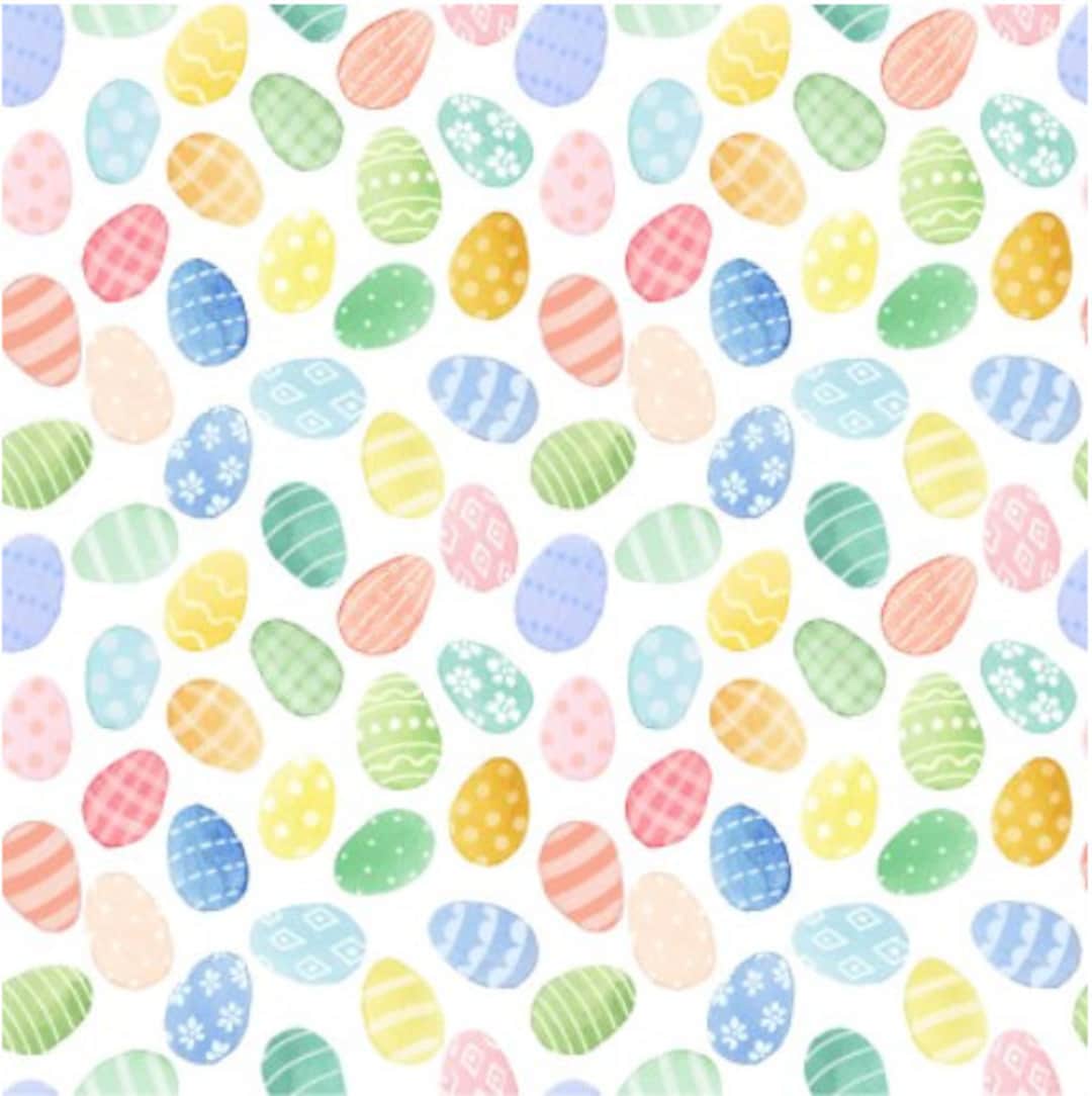 Easter Eggs Digital Print Cotton Fabric- Fat Quarters- 100% Cotton ...