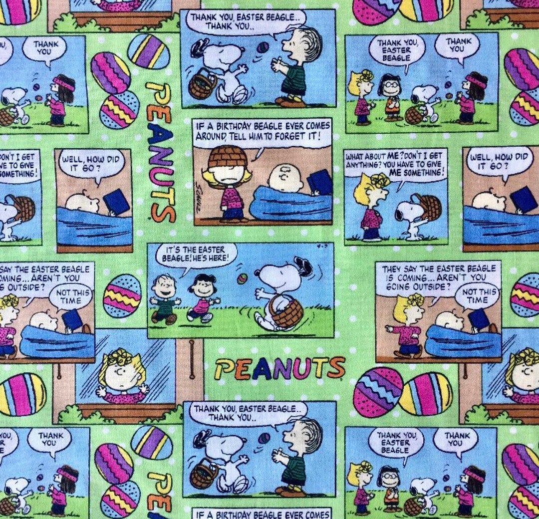 Peanuts Easter Day Comic Strip Character Fabric 1/4 Yard, 1/2 Yard ...