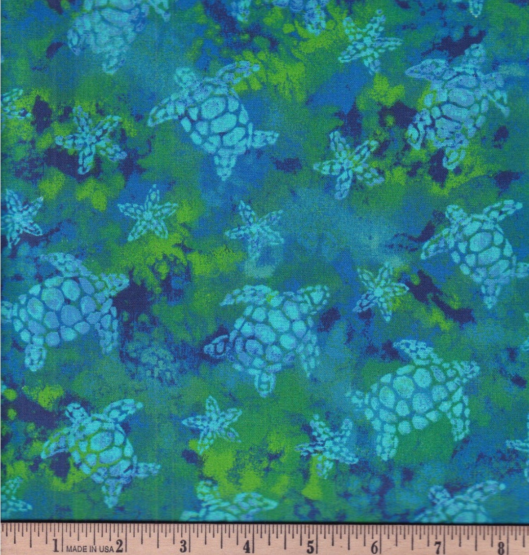 Sea Turtles Cotton Fabric- Fabric Traditions - 100% Cotton 17323-N ...